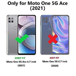 NUFR for Moto One 5G Ace Case,Motorola One 5G Ace 2021 Heavy Duty case[ with Clip], [Shockproof] [Dropproof] [Dust-Proof], Compatible with Motorola one 5G ace (Black)