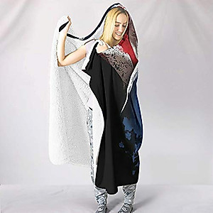 American Flag Eagle Hooded Blanket Warm Cozy Super Soft Sherpa Throw Blanket Plush Fleece Blanket Wearable Blanket Hoodie Blanket for Kids and Adults White 60x80 inch