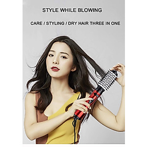 ZLXDP Electric Hair Dryer Brush Hair Straightener Curler Iron Volumizer Rotate One Step Blowers Replaceable Hot Air Comb 360 Rotating