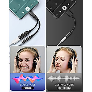 Adapter USB C to 3.5mm Headphone and Charger, 2 in 1 Type C to 3.5mm Audio Aux Adapter - PD 60W Fast Charging - Compatible with Samsung Galaxy S23 / S22 / S21 / A53 / A33,Pixel 7/7 Pro / 6