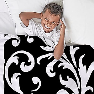 CafePress Black and White Damask Throw Blanket Super Soft Fleece Plush Throw Blanket, 60"x50"