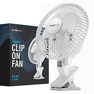 NEXAIR Air-Cooling 6-Inch Clip on Fan, 360° Rotation, Two Speed Portable Clip Fan With Strong Clamp Grip, Quiet Operating Desk Fan Made Of Durable Material, Great For Bedroom, Office, Living Room
