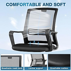 HOMEFLA Mid-Back Mesh Drafting Chair - Tall Office Chair with Armrest Standing Desk Chair Counter Height with Adjustable Foot Ring (Black)