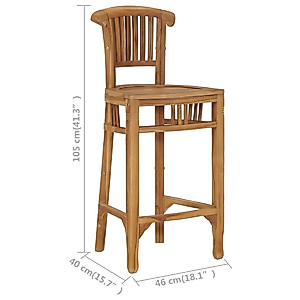 vidaXL Solid Teak Wood Bar Stool - Scandinavian-Style Indoor/Outdoor Seating Ideal for Kitchen, Dining Room and Garden Area - Durable Weather Resistant Finish
