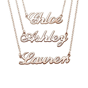 MyNameNecklace Name Necklace - Personalized Engraved Name Pendant Jewelry Precious Metals Sterling Silver 925 & Gold Plating - Nameplate Necklace Gift for Her