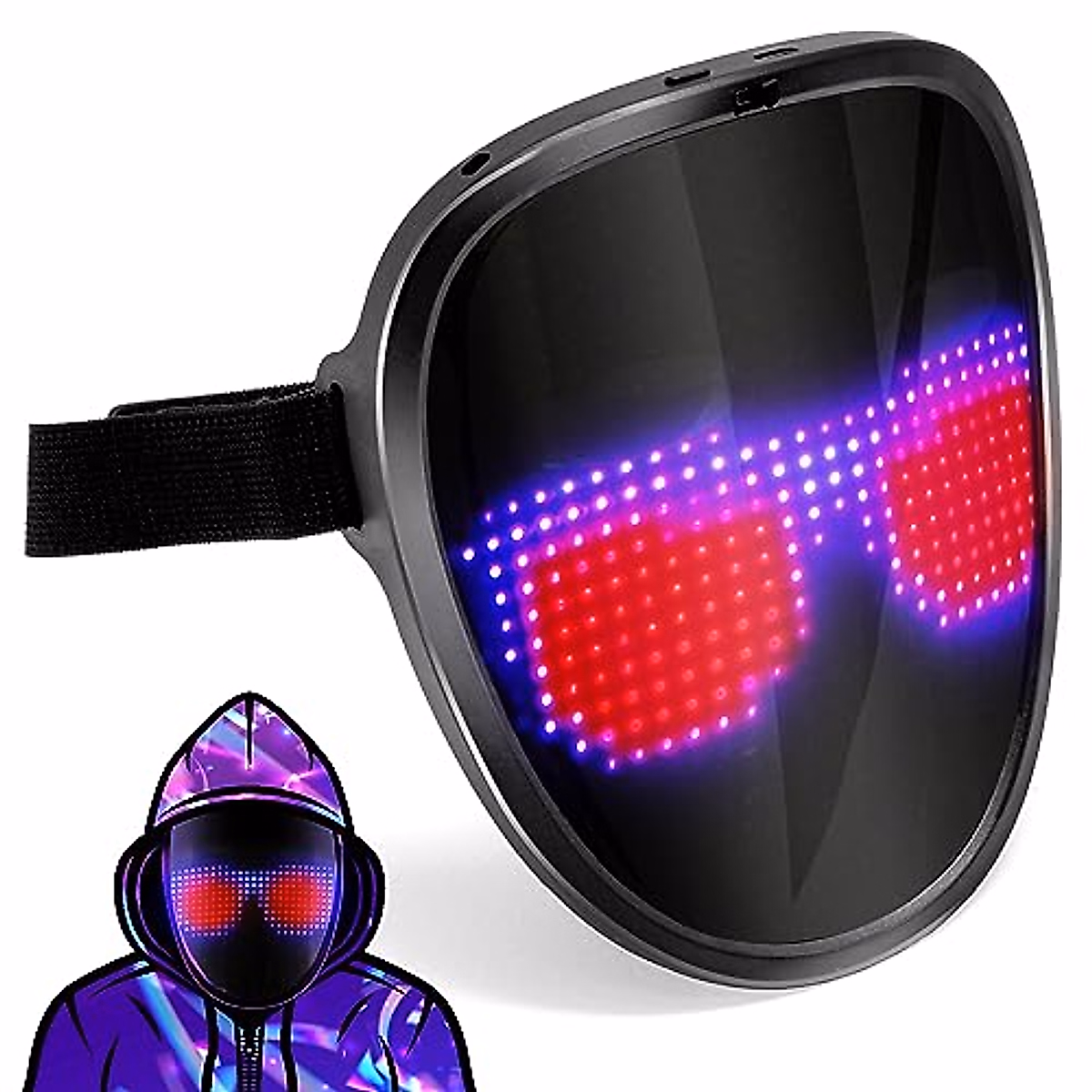 BLINWORLD LED Mask for kids - Gesture Sensing Transforming Light Up Face Mask for Halloween Birthday, and Masquerade Party - Mask Flashes (Mask flashes 01)