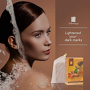 Sabunnga Turmeric Soap Bar - Natural Turmeric Soaps Honey , PH Balance Bars For Face & Body , Fade Dark Spots Gentle Exfoliating