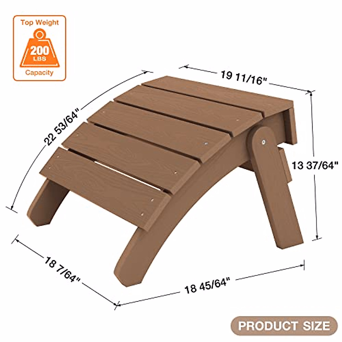 YEFU Adirondack Ottoman, Patio Foot Rest, Adirondack Foot Rest, Folding Adirondack Footstool, Weather Resistant for Adirondack Chair, Widely Used for Outdoor, Porch, Backyard, Garden, Fire Pits-Teak