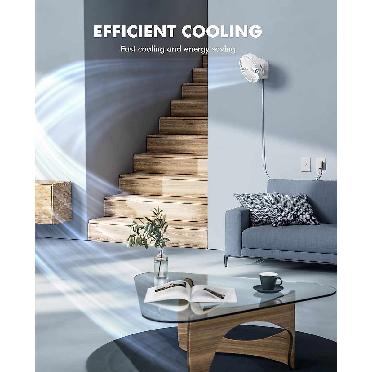 LEMOISTAR 10 Inch Wall Mounted Fan with Remote Control, 90°Oscillating, High Velocity 4 Speeds, Timer, Adjustable Tilt, 70Inch Cord, Ultra Quiet,for Bedroom Garage RV Office Home-White