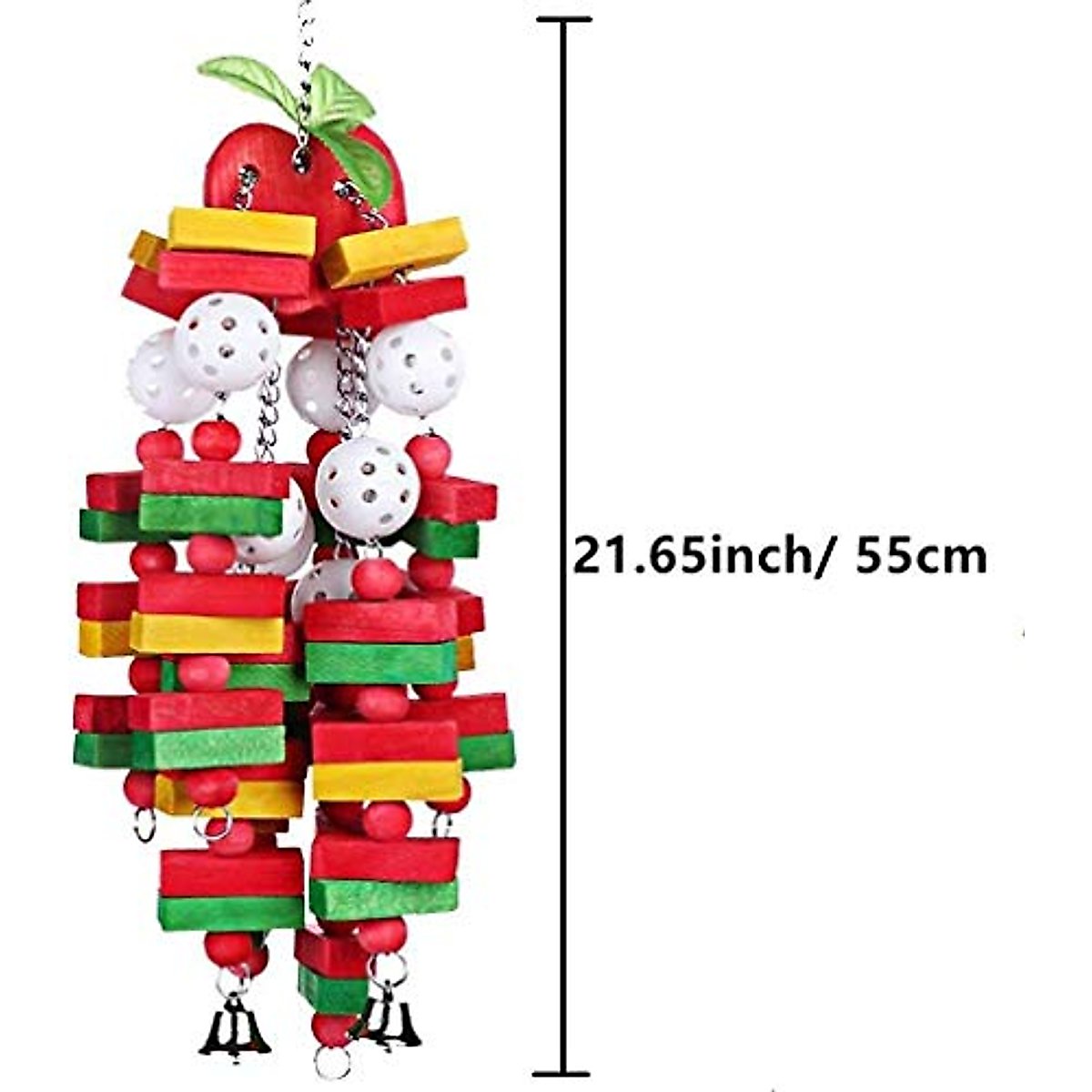Litewoo Large Bird Parrot Swing Toys, Colorful Apple Shape Chew Wood Toy for Medium Large Bird and Parrot
