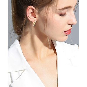 LOYALLOOK 6Pairs Moon Star Dangle Hoop Earrings for Women Mini Bar Stud Earrings CZ Drop Cartilage Cute Jewelry Small Huggie Hoop Valentine's Gift Gold Plated