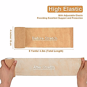Self Adhesive Bandage Wrap 4 Inches X 5 Yards, 12 Pack of Pet Vet Wrap Cohesive Tape for First Aid, Sports, Horses, Dogs (Beige)