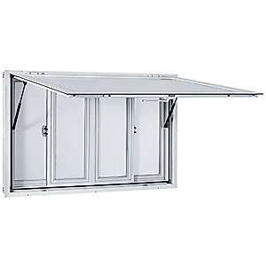 VEVOR Concession Window 60 x 36 inch, Aluminum Alloy Food Truck Service Window with 4 Horizontal Sliding Screen Windows & Awning Door & Drag Hook, Serving Window for Food Trucks Concession Trailers