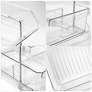 ruishetop 2-Tier Multi-Purpose Pull Out Cabinets Organizer Shelf, Under Sink Cabinet Organizer with Drawer, Sliding Basket Drawer Countertop Organizer Storage for Home Office Kitchen (Clear- 1 Set)