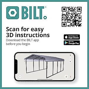 Arrow Carports Galvanized Steel Carport, Full-Size Metal Carport Kit, 12' x 20' x 9', Charcoal