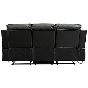 Signature Design by Ashley Woodsway Modern Faux Leather Tufted Reclining Sofa, Gray & Black