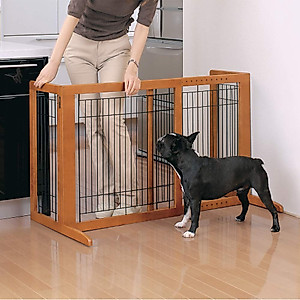 Richell Wood Freestanding Gate, High-Small, Autumn Matte Finish