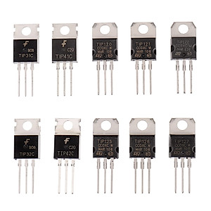 BOJACK 10 Values 50 Pcs Silicon Epitaxial Power Transistor TIP31C TIP32C TIP41C TIP42C TIP120 TIP121 TIP122 TIP125 TIP126 TIP127 Darlington Transistors TIP Series Assortment Kit
