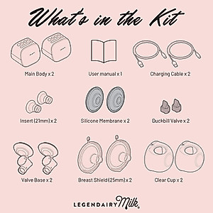 Legendairy Milk Wearable Breast Pump Hands-Free Electric Imani i2 Plus - Portable Leakproof Design, 2 Modes 10 Levels - 25mm Flange & 21mm Insert, 7oz per Cup - LCD Display Timer Auto Shut Off, 2 Pack