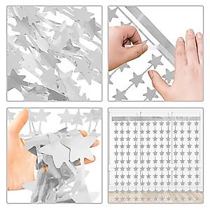 AIBIIN 2 Pack of 3.3x6.6ft Silver Stars Birthday Decorations Star Foil Fringe Curtains Glitter Silver Backdrop Bachelorette Party Decorations Bridal Shower Decor Twinkle Star Birthday Decorations