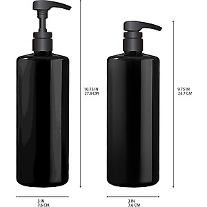 Bar5F 1-Liter BPA-Free Black Pump Bottles – Refillable PET Plastic Dispensers for Shampoo, Conditioner & Body Wash with UV Shield Gloss Finish, Heavy-Duty 3-Pack