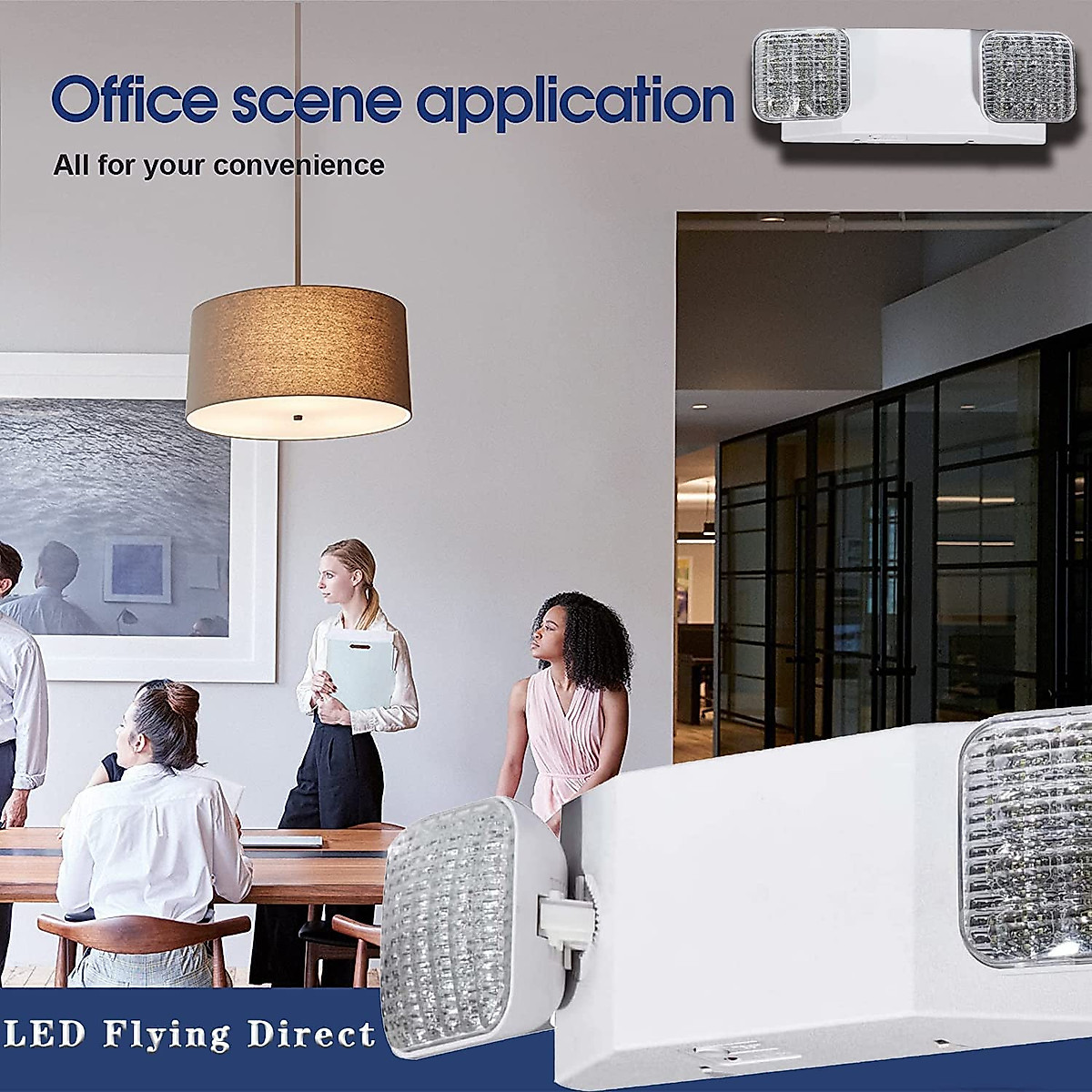 LED Emergency Lights with Battery Backup, Two Head Adjustable LED Commercial Emergency Light, UL 924 Certified, AC 120/277V, Hardwired Emergency Exit Light Fixtures for Business (1 Pack)