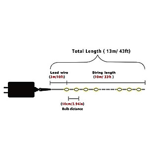 Aluan Christmas Lights Extendable Fairy String Lights 100 LED 33ft+10ft 8 Modes Waterproof Plug in Icicle Lights for Party Wedding Christmas Tree, Window Curtain Patio Decoration