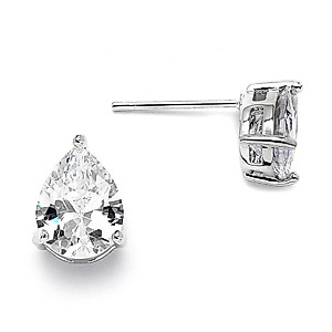 Mariell Cubic Zirconia Stud Earrings, Pear Shape CZ Crystal, 2 Carat Imitation Diamond Stud Earring Gift