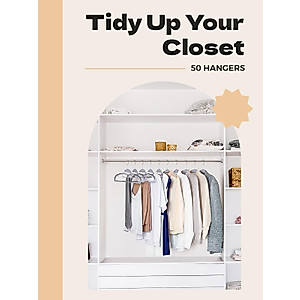 HOUSE DAY Grey Plastic Hangers 50 Pack, Slim Clothes Hangers Space Saving, Non Slip Hangers with Rubber Pads, Sturdy Coat Hangers for Closet, S-Shaped Hangers for Shirt, Suit, Pant, Skirt