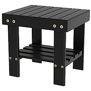 Zhuoyue Shower Stool Foot Rest Wood Step Stool Shaving Legs for Inside Shower Foot Stool for Kids Adults Black