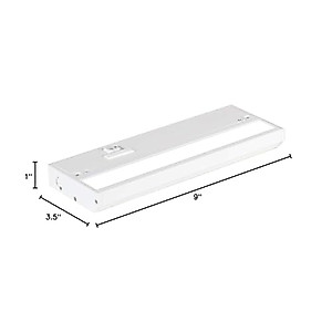 NSL LED Under Cabinet Lighting Dimmable Hardwired or Plugged-in Installation - 3 Color Temperature Slide Switch - Warm White (2700K), Soft White (3000K), Cool White (4000K) - 9 Inch White Finish