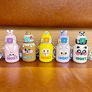 NCDUANSAN 550ML Kawaii insulated water cup 316 stainless steel cute girl outdoor bottle portable straw drinking bottle (pink)