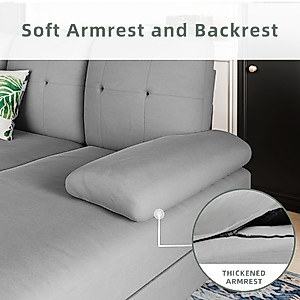 Shintenchi Sectional Couches for Living Room, U Shaped Sofa Couch with Double Chaise, 4-Seat Living Room Furniture Sets with Soft Cushion & Linen Fabric, Light Grey