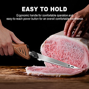 Zuplo Electric Knife - Electric Carving Knife for Meat Slicing, Bread Slicing, Ergonomic Handle with 2 Stainless Steel Blades for Sliced Meat & Bread(Faux Leather Texture)