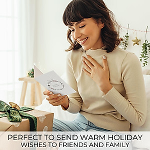 ZICOTO Beautiful Doodle Christmas Cards Set of 20 - Incl. Bulk Envelopes, Matching Stickers And Storage Box - Perfect to Send Warm Holiday Wishes to Friends and Family