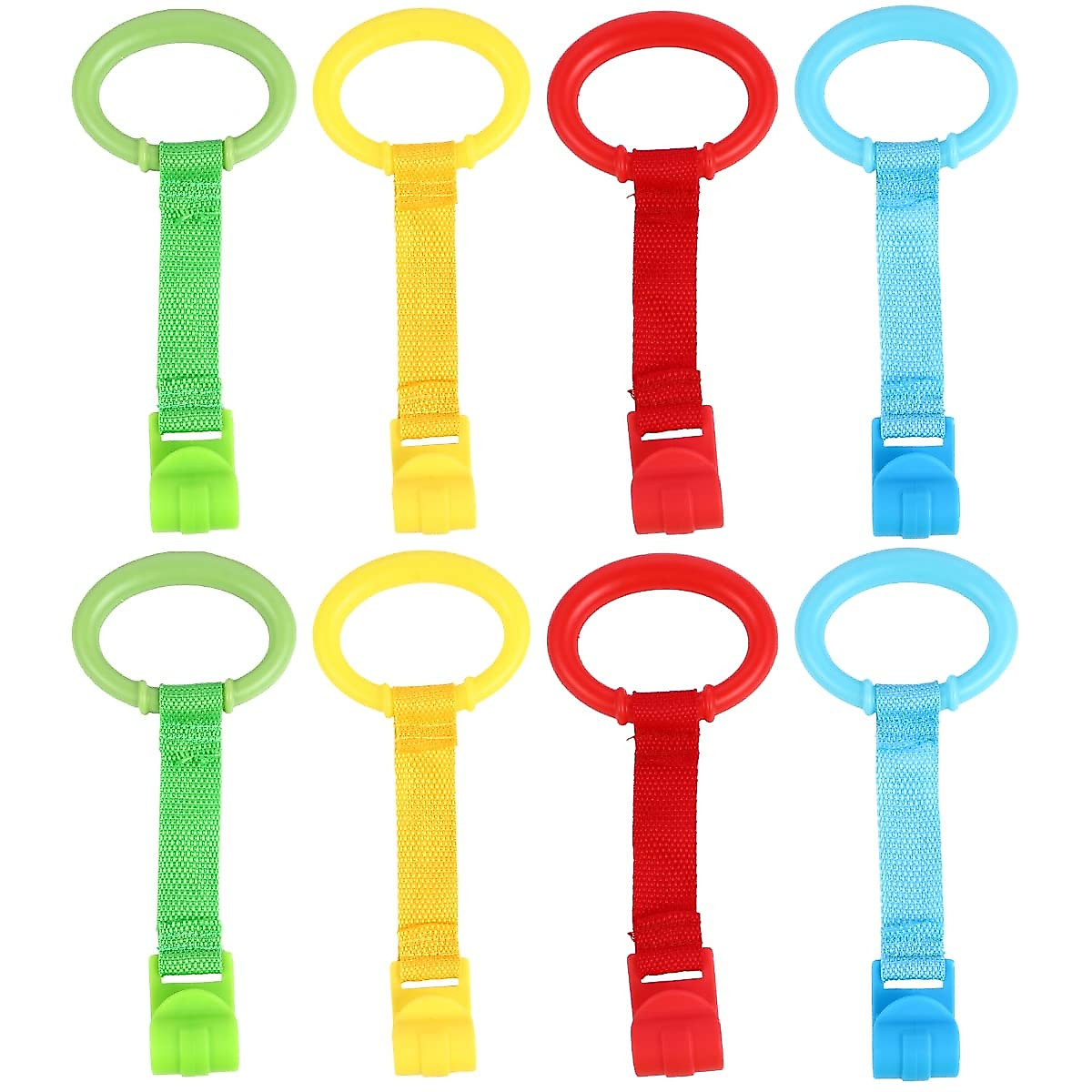 Kisangel 8pcs Baby Crib Pull Ring Stand Up Walker Tool Ring Training Ring Cot Hanging Rings Walking Assistant for Infant Baby Toddler