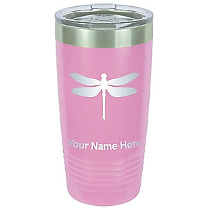 LaserGram 20oz Vacuum Insulated Tumbler Mug, Dragonfly, Personalized Engraving Included (Light Purple)