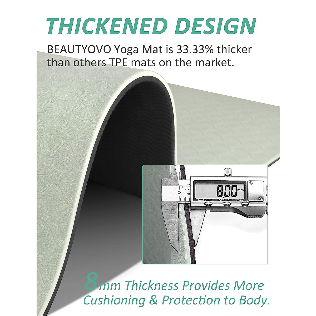 Yoga Mat with Strap, 1/3 Inch Extra Thick Yoga Mat Double-sided Non Slip, Professional TPE Yoga Mats for Women Men, Workout Mat for Yoga, Pilates and Floor Exercises