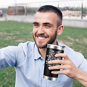 KOOLDRINK I Came I Saw Tumbler-Funny Christmas Gifts for Grandma Grnadpa-Sarcastic Birthday Gifts for Dad Papa Uncle-Homours Present for him-Insulated Coffee Mug Black 20oz