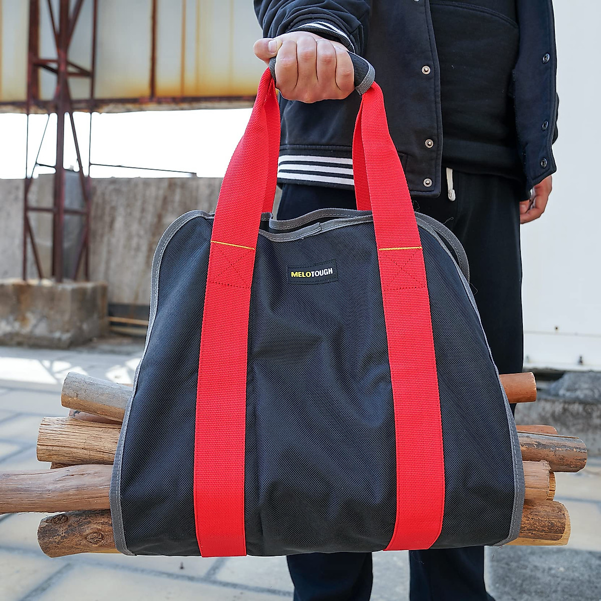 MeloTough Firewood Log Carrier Ballistic Log Tote Bag,Super Stronger Than Canvas Firewood Carrier Log Tote Bag