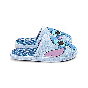 Disney Lilo and Stitch Slippers Womens Ladies Slip On Blue House Loafers 7/8 US