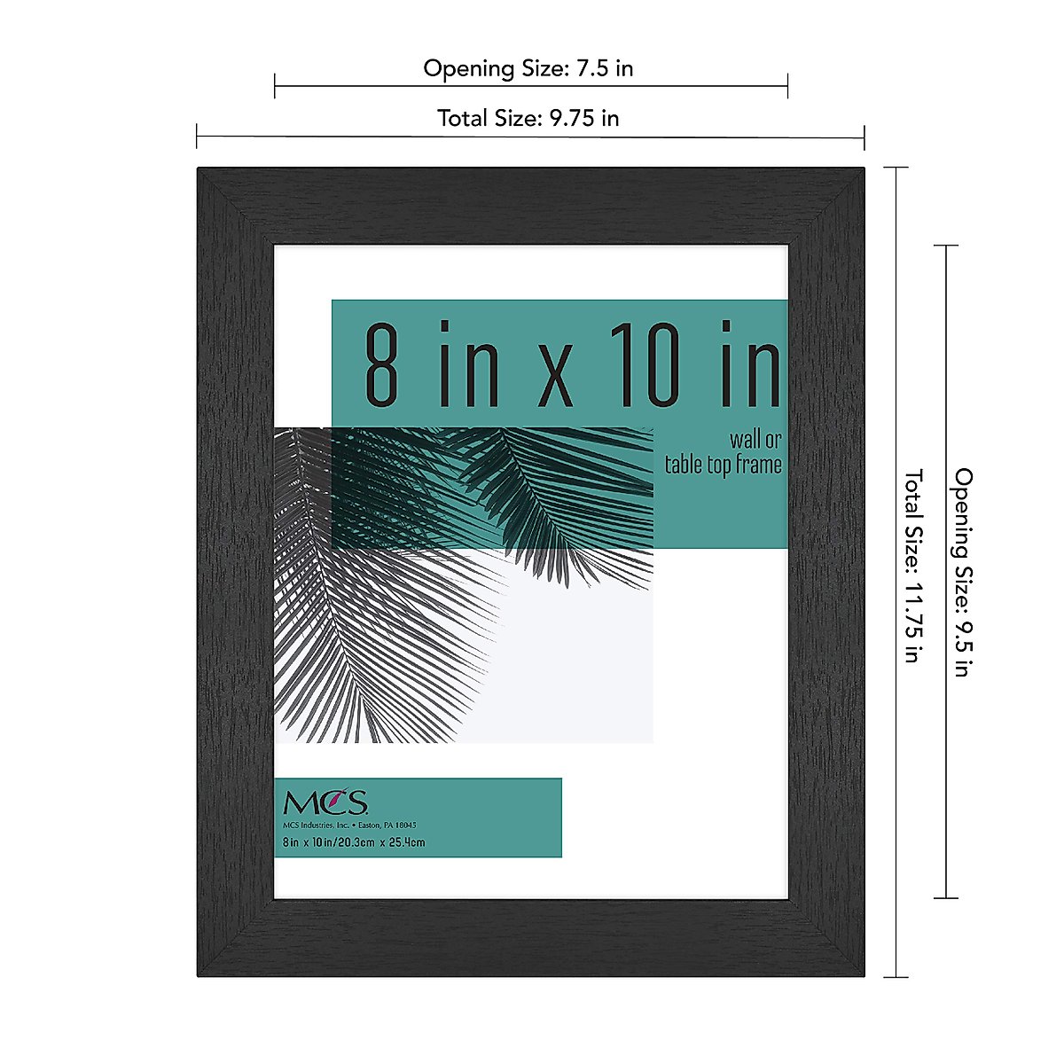 MCS Studio Gallery 8x10 Picture Frame Black Woodgrain, Vertical & Horizontal Wall Hanging & Easel for Tapletop Display, Rectangle Photo Frame for Photos, Posters & Art Prints (1-Pack)