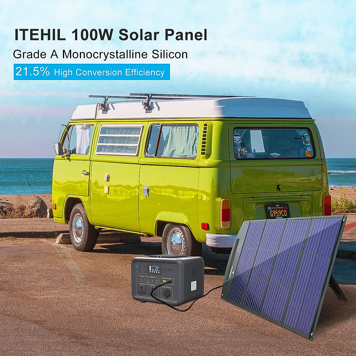 ITEHIL Solar Panel, 100W 18 Volt Monocrystalline Solar Panel Kits, Portable High Efficiency Solar Panel Charger, Foldable Solar Power Backup with USB 3.0/USB 2.0/DC Output for Home, Camping, RV…