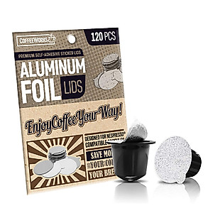 Reusable Aluminum Foil Seal Lids for Nespresso Original Line Pods - Premium Eco-Friendly Coffee Pod Self-Adhesive Stickers - Compatible with Refillable Capsule & Machines - 37mm (120)