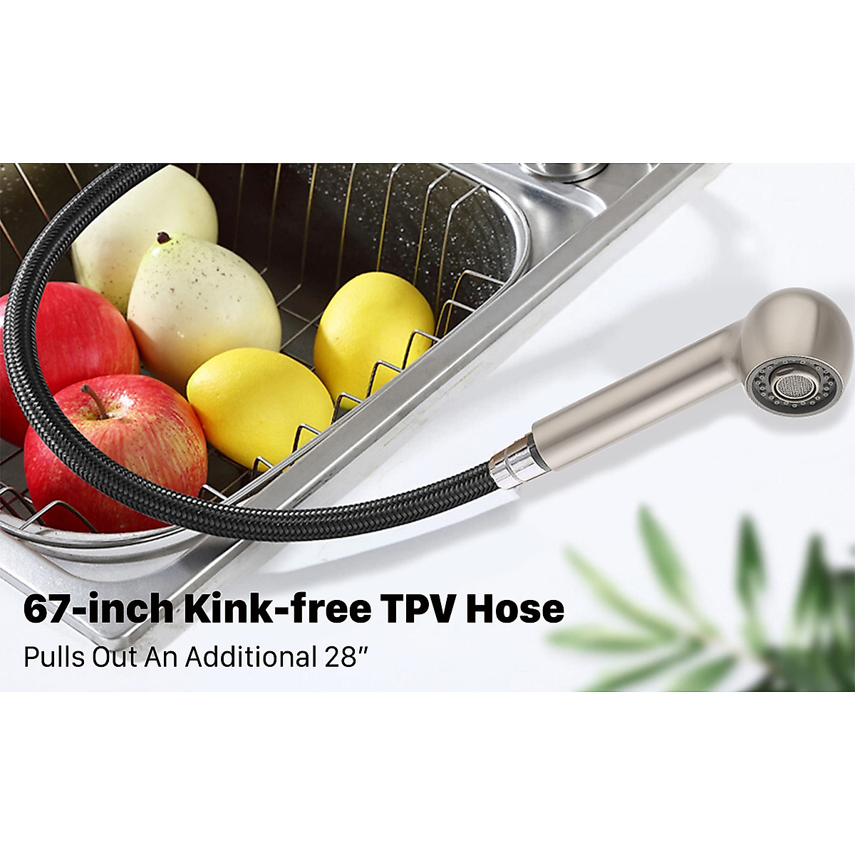 Utility Sink Faucet, Laundry Room Faucet with Pull Out Sprayer, Laundry Tub ABS Plastic Faucet, 4 Inch Centerset 3 Holes Installation Non-Metallic, Brushed Nickel