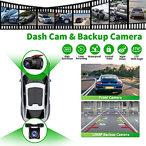 [QLED Screen Upgrade] Double Din Car Stereo with Dash Cam, Wireless Apple CarPlay and Android Auto, Bluetooth 5.3, 4.2-Channel Audio Output, MirrorLink, Backup Camera, AM/FM Car Radio