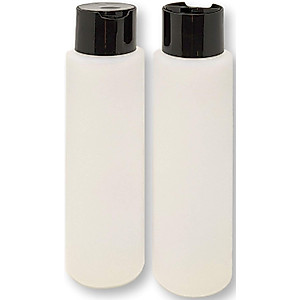 Earth's Essentials 2 Pack Refillable 16 Ounce HDPE Squeeze Bottles With Stand On The Cap Dispenser Tops-Great For Lotions, Shampoos, Conditioners and Massage Oils From (BLACK CAP)