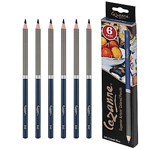 Creative Mark Cezanne Premium Colored Pencils Cobalt Blue 6 Pack - Highly-Pigmented Drawing Pencils - Coloring Pencils for Drawing, Blending, Coloring, and More