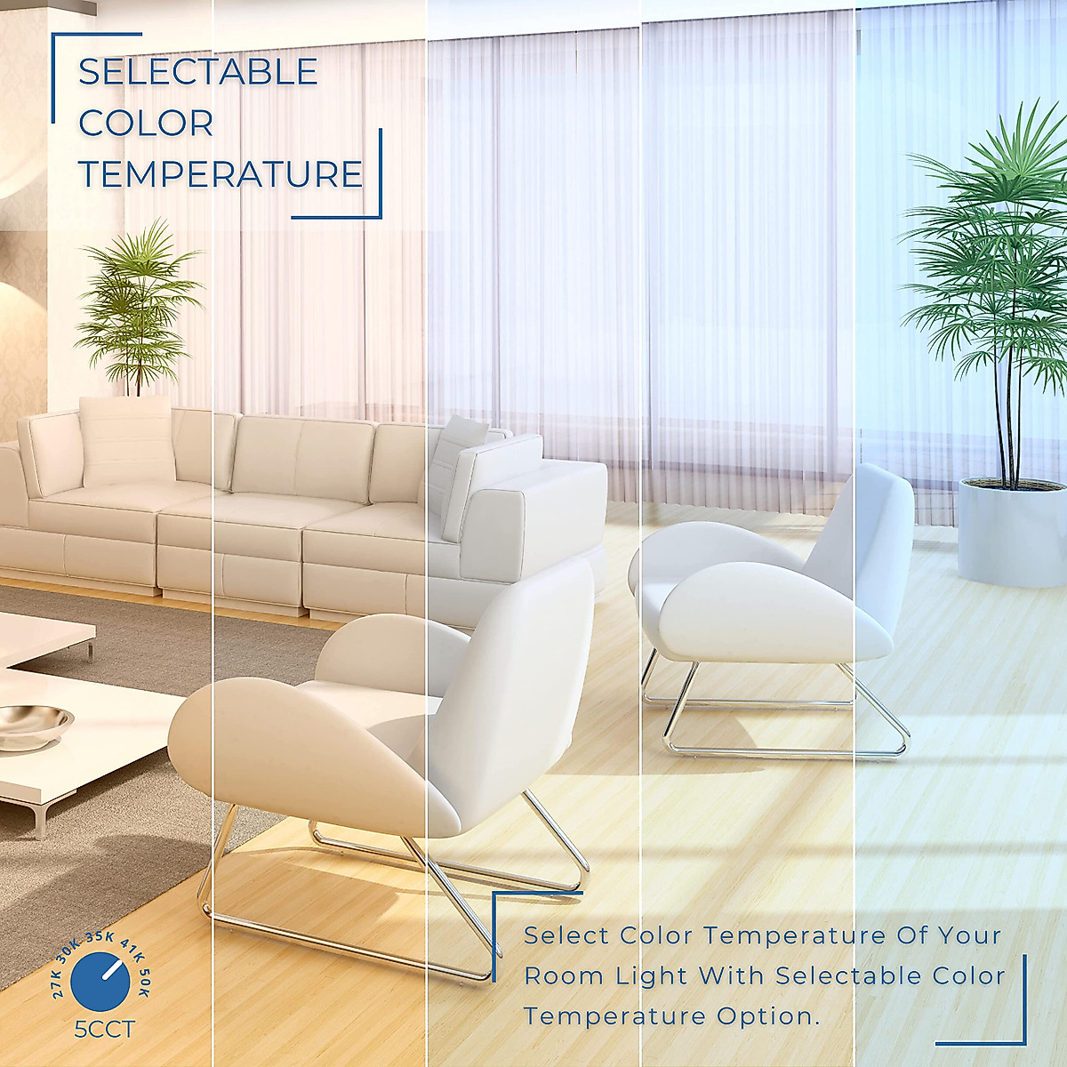 Perlglow 18 Pack 5 inch Slim Ultra-Thin Square Downlight Luminaire, Brushed Nickel, LED Recessed Light Fixtures Dimmable 15W=100W, 1100 Lumens, IC Rated, 5CCT Selectable 2700K|3000K|3500K|4100K|5000K