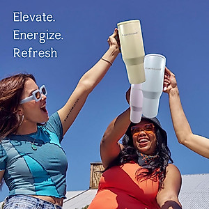 40 oz Tumbler. 100% Leak-Proof Splash-Proof Spill-Proof Lid with Handle and Flip Straw. Double Wall Vacuum Insulated Stainless Steel for Hydration at Home Office Car Gym and Playgrounds (Cream)